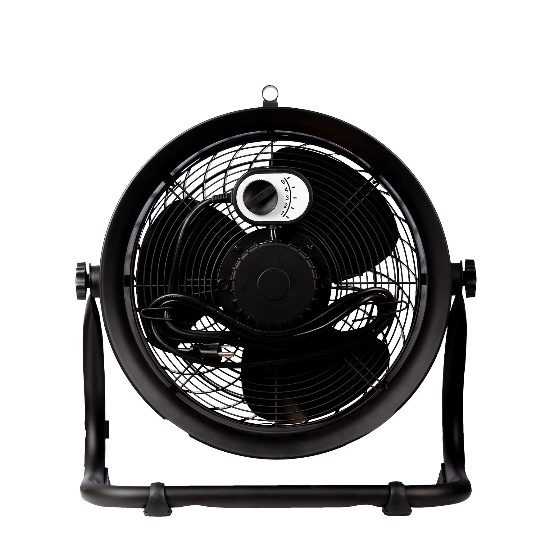 CAT by CATERPILLAR HVD-14AC - 14" High-velocity Drum Air Circulator Fan with 360-degree Pivoting Head, and Dual Ball Bearing 4-speed Motor, BLACK