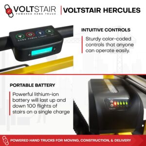 Voltstair Hercules Motorized Battery Stair Climbing Hand Truck Portable Dolly for Moving, Transporting, Lifting - Straps, Electronic Brake, Speed Control | Home, Office, Industrial Use, 500lb Lift Cap