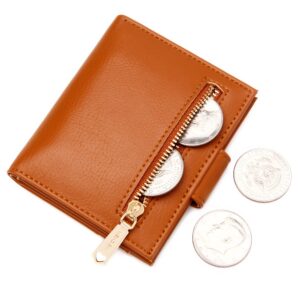 GEEAD Small Wallets for Women Slim Bifold Credit Card Holder Minimalist Zipper Coin Pocket