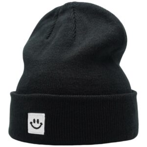 55cube Beanie Hats for Men Women Black