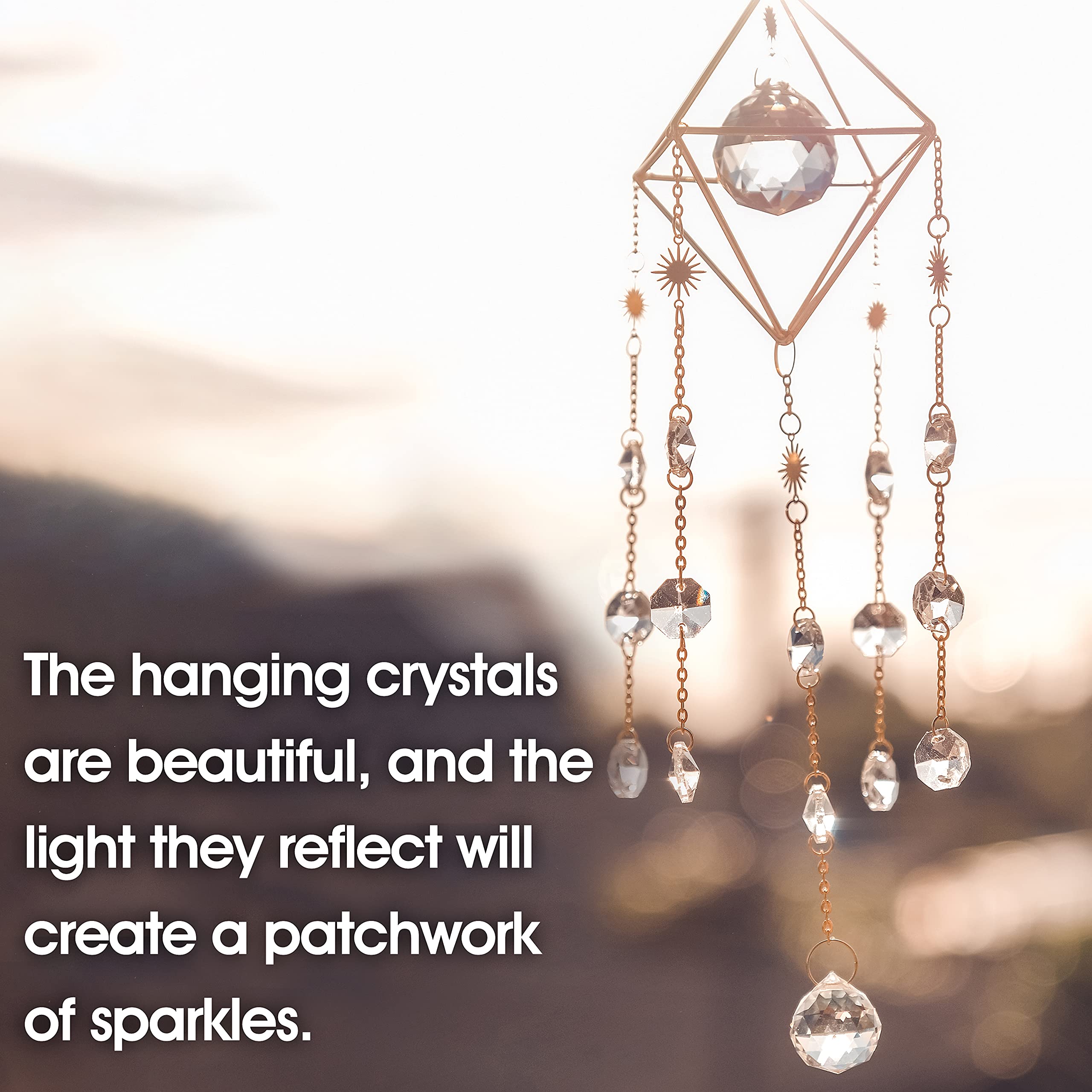 Decozion Sun Catchers with Crystals - Reflect Sunlight & Cast Rainbow Prisms Everywhere - Hanging Crystal Suncatcher for Window - Crystal Sun Catchers Indoor Window - Hanging Crystals for Decoration