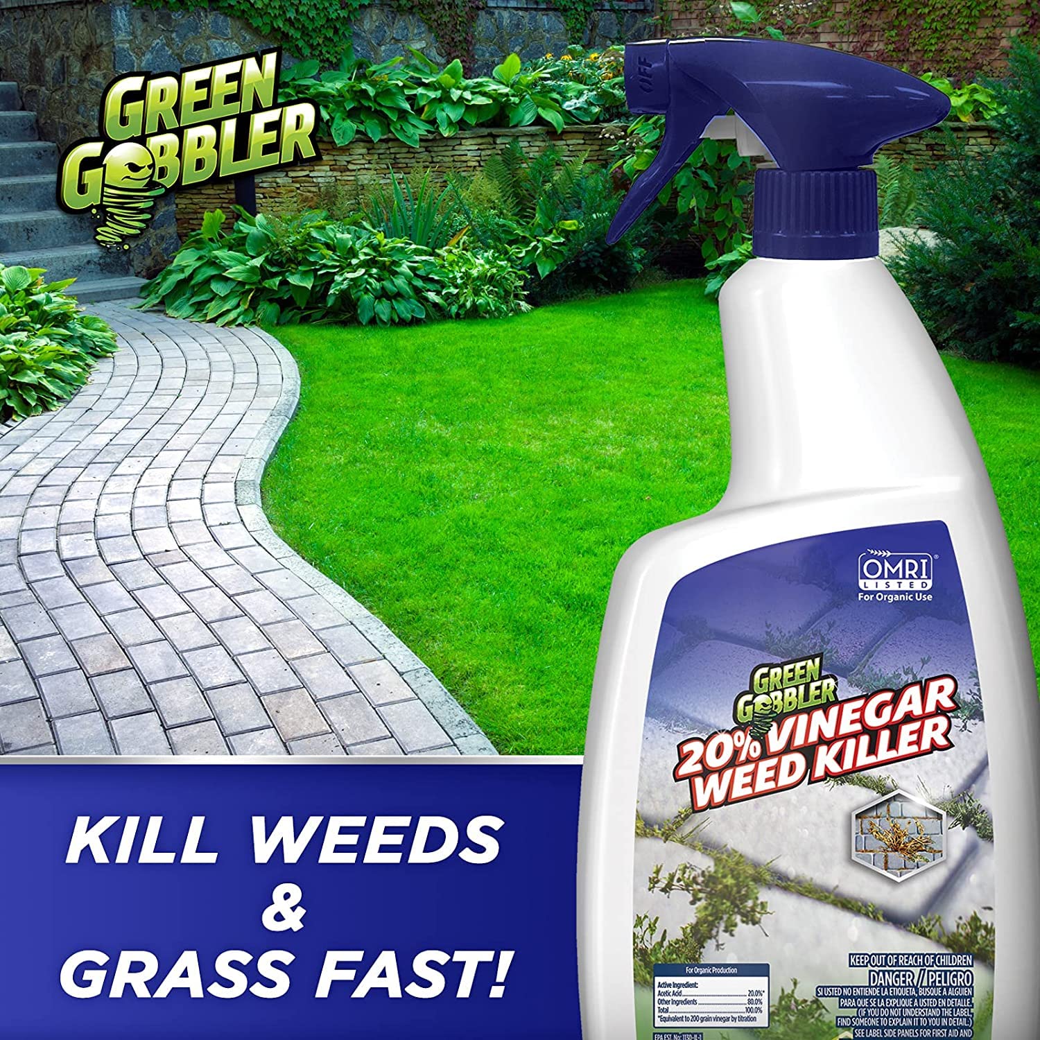 Green Gobbler 20% Vinegar Weed & Grass Killer | Natural and Organic | Concentrated | 32 fl. oz. Spray | Glyphosate Free Herbicide