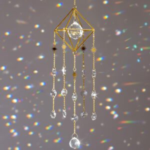 decozion sun catchers with crystals - reflect sunlight & cast rainbow prisms everywhere - hanging crystal suncatcher for window - crystal sun catchers indoor window - hanging crystals for decoration