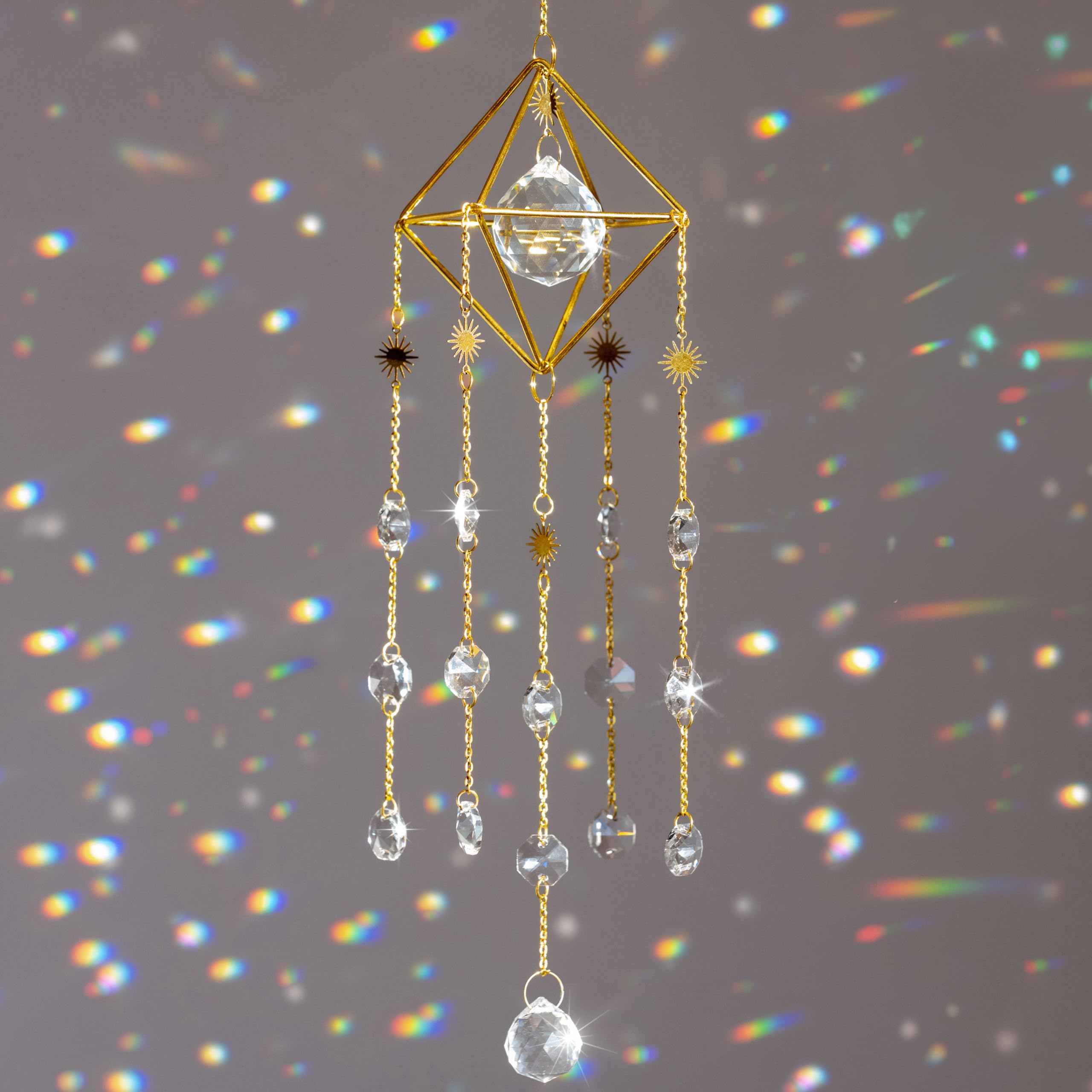 Decozion Sun Catchers with Crystals - Reflect Sunlight & Cast Rainbow Prisms Everywhere - Hanging Crystal Suncatcher for Window - Crystal Sun Catchers Indoor Window - Hanging Crystals for Decoration