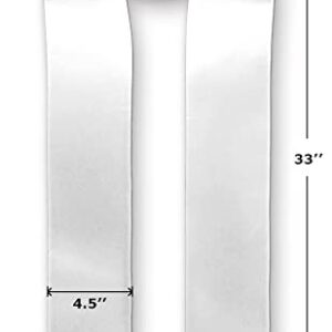 Pack of 6 Plain Blank Satin Graduation Stoles 66''x4.5'' - Finest Regalia Satin Stoles, Fully Lined to Drape Perfectly, White, GS6, Medium