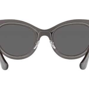 Versace Woman Sunglasses Transparent Grey Mirror Silver Frame, Light Grey Mirror Silver Lenses, 53MM