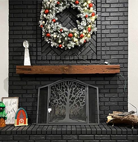 Urbandi 1 tier Fireplace Mantel, Distressed, Rustic, Floating Shelf, Modern, Real Wood. (60Lx6Hx8D, Provincial)