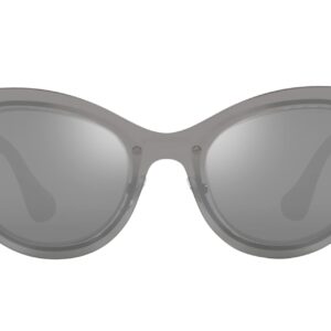 Versace Woman Sunglasses Transparent Grey Mirror Silver Frame, Light Grey Mirror Silver Lenses, 53MM