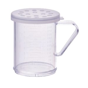 winco pdg-10cxl, 10 oz plastic dredge with clear snap-on lid, seasoning sugar spice pepper shaker with extra large holes