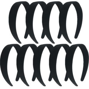 myyzmy 9 pcs satin headbands 1 inch wide headband colorful hard hair bands for women and girls, black