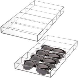 soujoy 2 pack acrylic sunglasses organizer, 6 slot clear eyeglasses storage case, stackable eyewear display tray for sunglasses, fashion eye wear, protective glasses