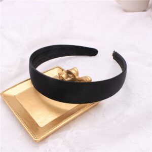 Dulier Black 1 Inch Satin Hard Headband Solid Hair band for Women and Girls