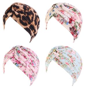 beauty yfjh women's cotton turban head wrap cancer chemo beanies cap headwear cap bonnet hair loss hat (leopard/pink/beige/light green)