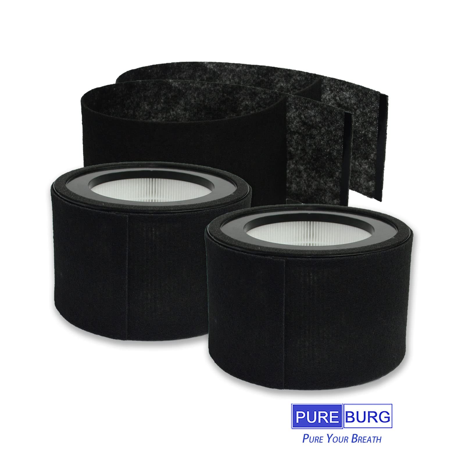 PUREBURG HS-1946 Replacement Filter Set Compatible with Crane EE-5068 & Jetery jt-8115m Air Purifiers,2-Pack H13 HEPPA + 4 x Activated Carbon Pre-Filters Air Clean