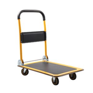 330lb push cart dolly, foldable platform truck with mute wheel, dolly cart for warehouse, loading, moving and office