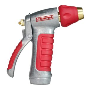 chapin international 4600 professional heavy duty galvanized steel with brass tip spray nozzle and ergonomic rubber grip, silver/red