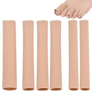 6 pack toe tubes, toe cushion tube, toe tubes sleeves for relief toe pressure, soft gel corn pad protector, cuttable toe tubes sleeves for toes, fingers, corns, calluses (6)