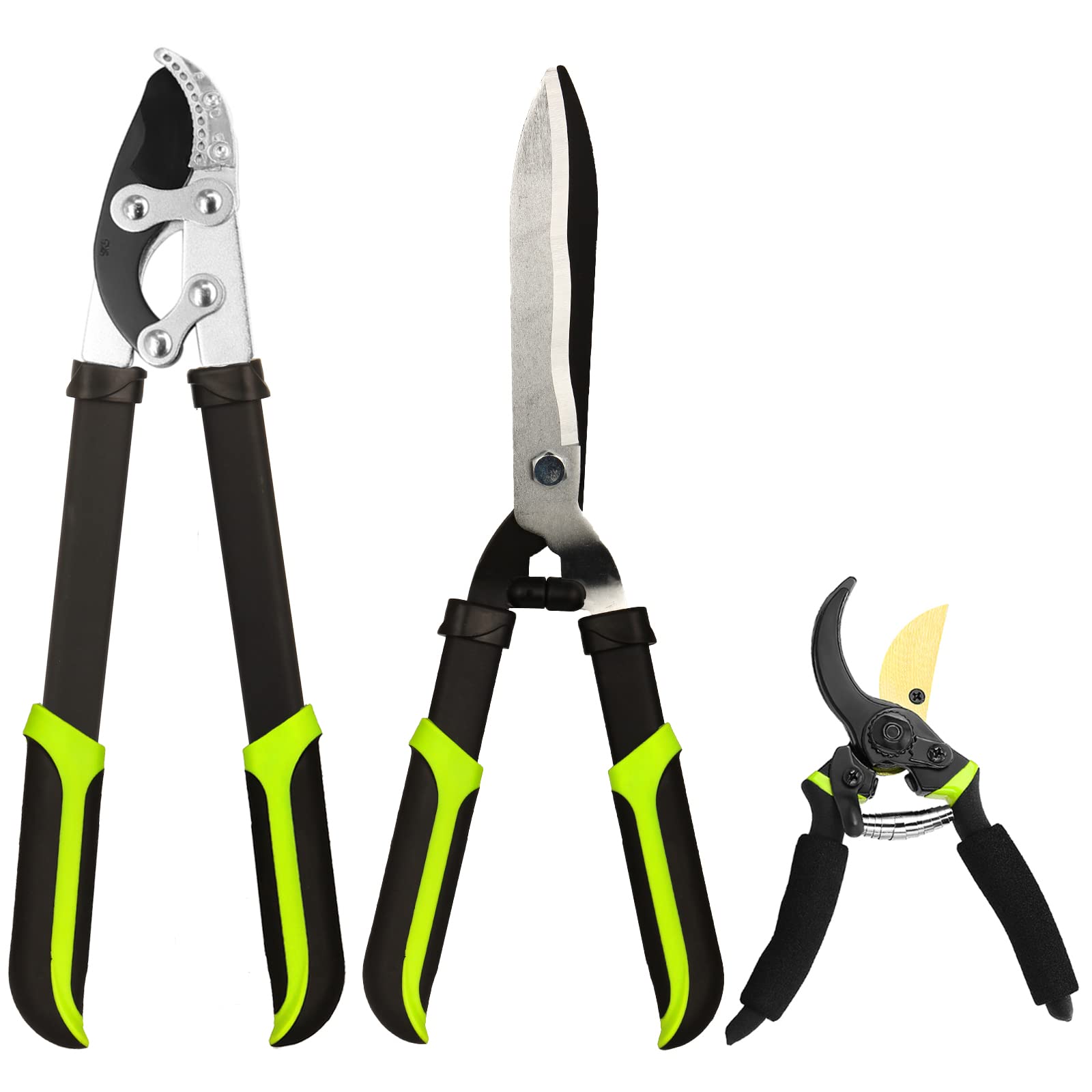 YRTSH Loppers Hedge Clippers & Pruners Combo Set 3-Piece Hedge Shears, Sharp Tree Trimmer Branch Cutter for Yard, Lawn & Garden, Professional Tree Clippers Yard Clippers for Indoor & Outdoor Gardening