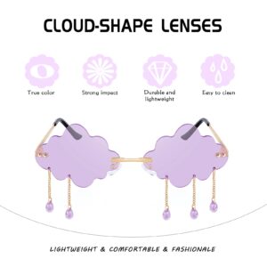 FEISEDY Retro Cloud RimlessTassel Sunglasses Women Funny Party Disco Dripping Cloud sunglasses Eyewear B2834