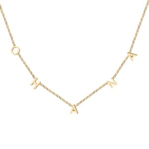 memgift ohana letter necklace for women perfect 18k gold plated stainless steel jewelry birthday christmas gifts for women