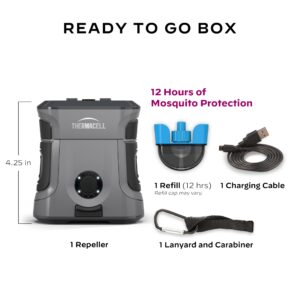 Thermacell Mosquito Repellent Rechargeable Adventure EX-Series EX90; Patio Shield with 9-Hour Battery, Includes 12-Hour Refill, Rubber Armor & Carabiner; Scent Free Bug Spray Alternative