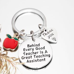 Kivosliviz Teacher Assistant Gifts Keychain for Women Men Merch Teaching Assistant Appreciation Key Chain Keyring Jewelry Great Best Teacher Aide Teacher Assistant Keychain