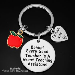 Kivosliviz Teacher Assistant Gifts Keychain for Women Men Merch Teaching Assistant Appreciation Key Chain Keyring Jewelry Great Best Teacher Aide Teacher Assistant Keychain