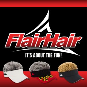 Flair Hair Sun Visor Cap with Fake Hair, Adjustable Baseball Hat, Royal Blue, One Size