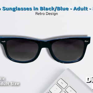 DISCOUNT PROMOS Custom Monaco Sunglasses Set of 100, Personalized Bulk Pack - Reusable, Perfect for Party, Beach, Pool, Outdoor Events - Black Blue