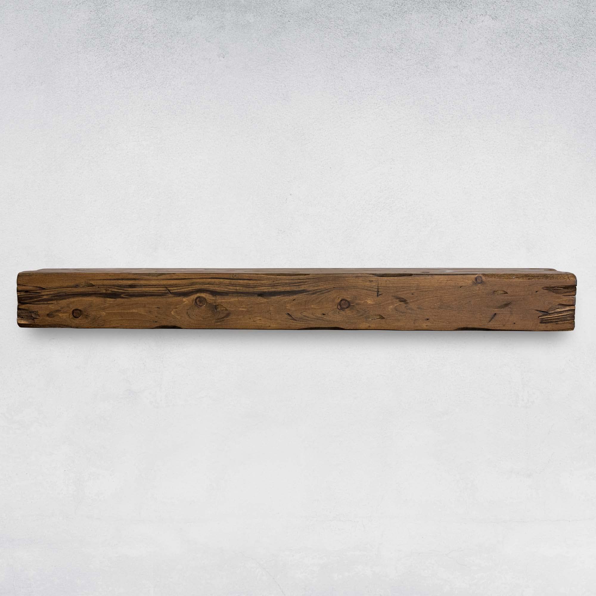 Urbandi 1 tier Fireplace Mantel, Distressed, Rustic, Floating Shelf, Modern, Real Wood. (60Lx6Hx8D, Provincial)