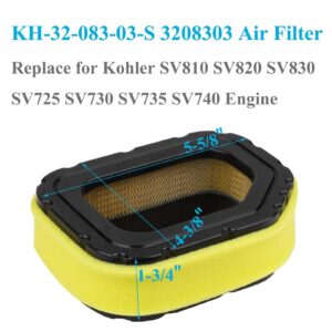 HEYZLASS KH-32-083-03-S Air Filter Kit, 3208303 Compatible with Kohler SV710 - SV740 Cub Cadet lt1045 lt1046 lt1050, Replace 32 083 03 32-883-03-S1 3288303S1 3208303S1 Lawn Mower Air Filter