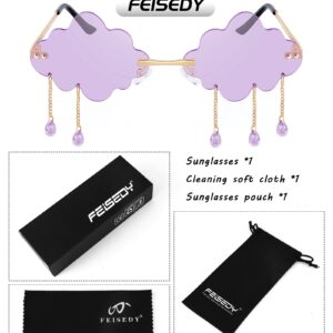 FEISEDY Retro Cloud RimlessTassel Sunglasses Women Funny Party Disco Dripping Cloud sunglasses Eyewear B2834