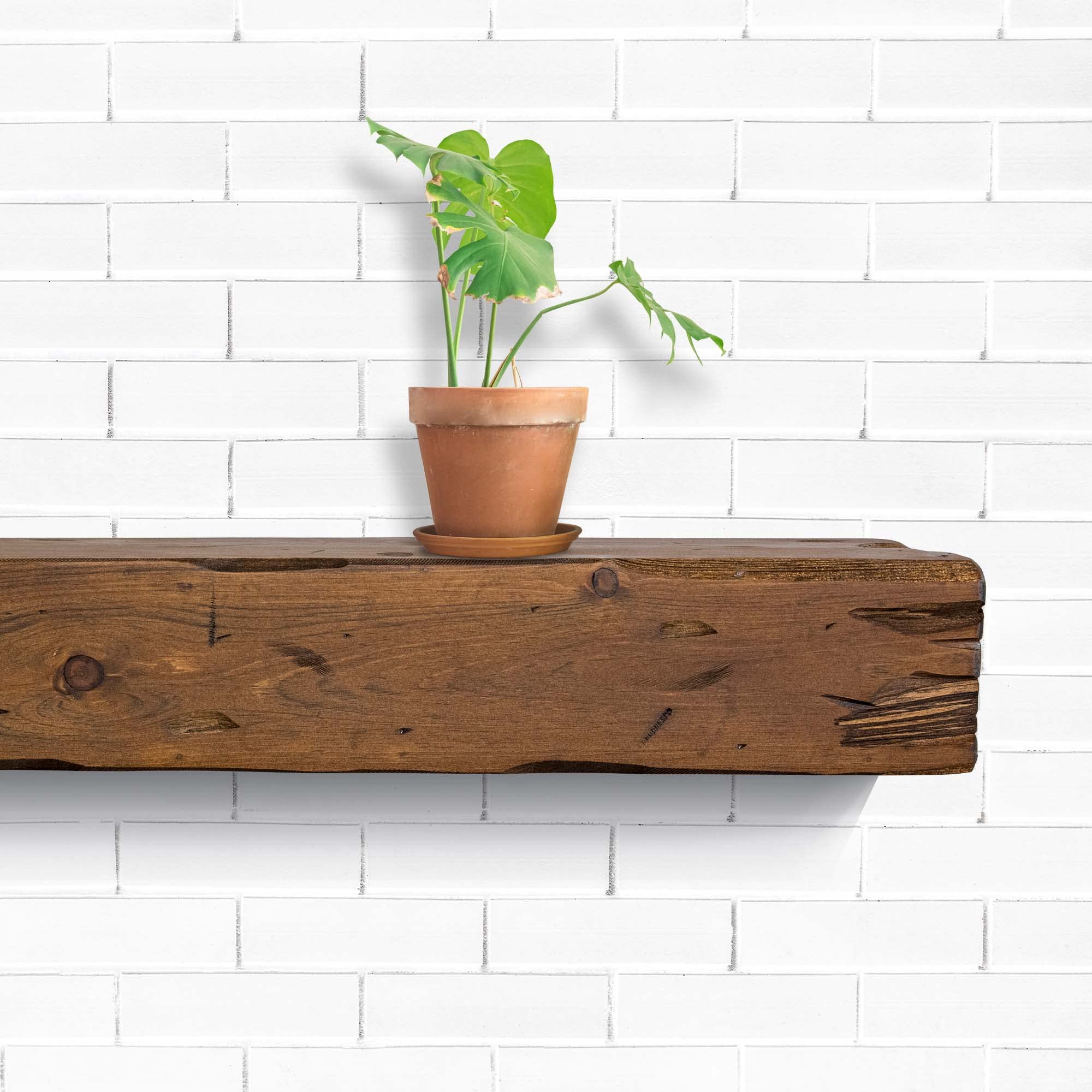 Urbandi 1 tier Fireplace Mantel, Distressed, Rustic, Floating Shelf, Modern, Real Wood. (60Lx6Hx8D, Provincial)