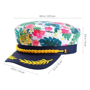 Admiral Captain Hats Pink Flower Sailor Costume Cap Adjustable Hat Marine Cap Hat for Women Men