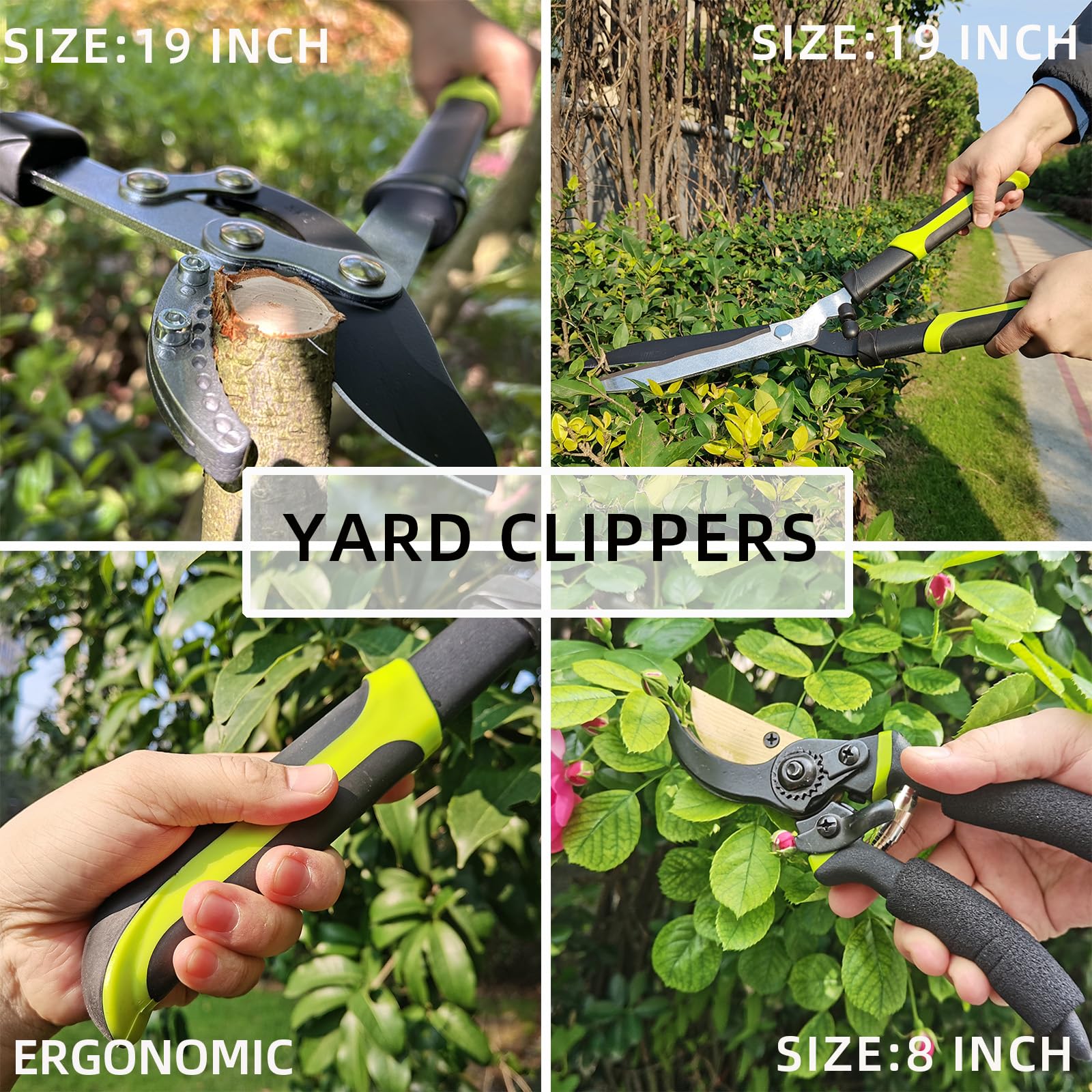 YRTSH Loppers Hedge Clippers & Pruners Combo Set 3-Piece Hedge Shears, Sharp Tree Trimmer Branch Cutter for Yard, Lawn & Garden, Professional Tree Clippers Yard Clippers for Indoor & Outdoor Gardening