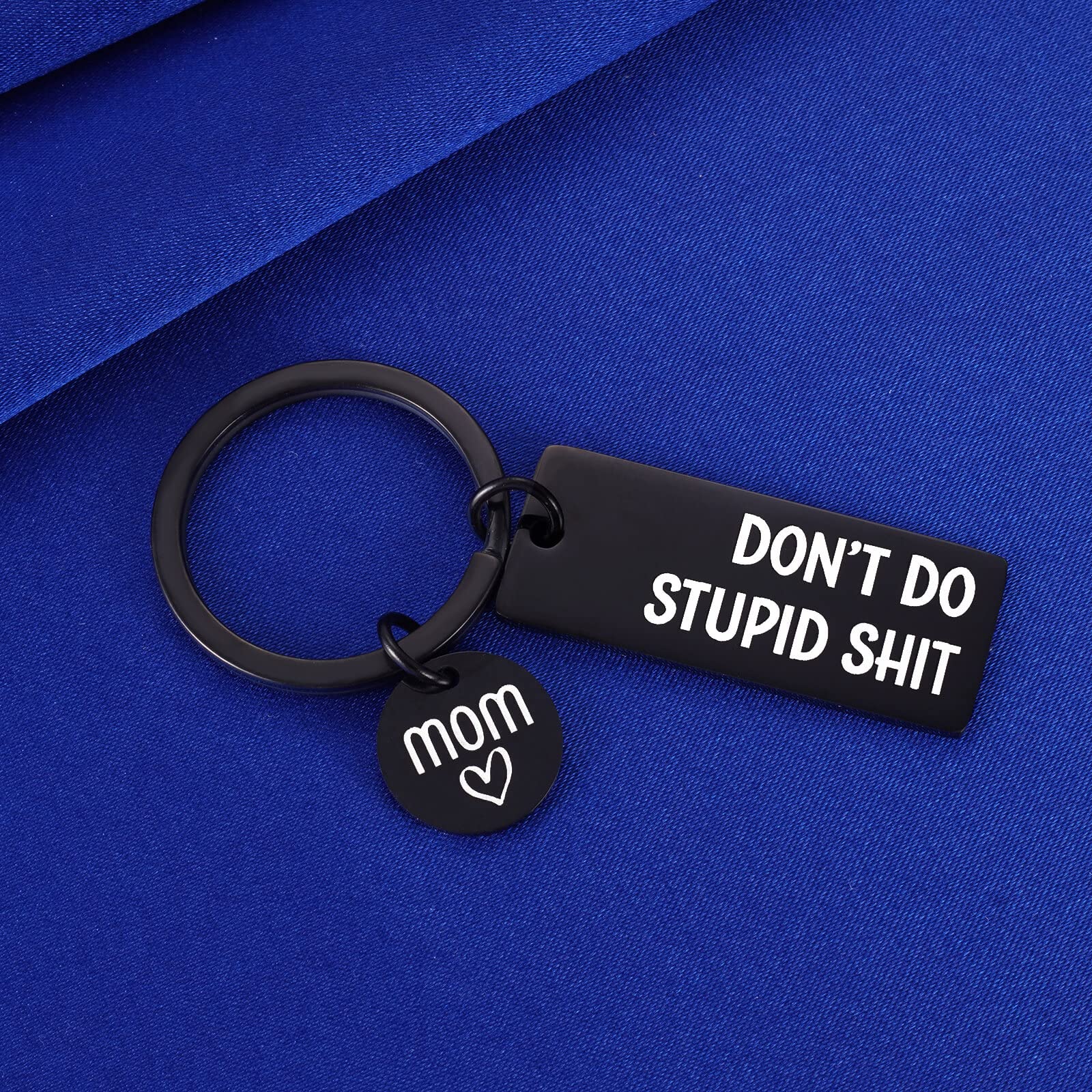 to Teenage Son Daughter Don't Do Stupid Shit Keychain for Young Teen Boys Girls Sweet 16 Year Old Gifts from Love Mom (Black)