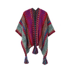 bocoso knit shawl wraps poncho cape for women, ladies knitted cardigan kimono with fringe for fall winter