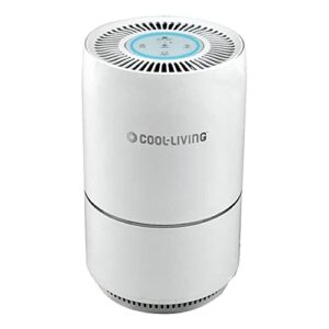 cool-living air purifier for home allergies pets hair in bedroom, true hepa filter, 24db filtration system cleaner odor eliminators, ozone free, remove 99.97% dust smoke mold pollen, core 300, white