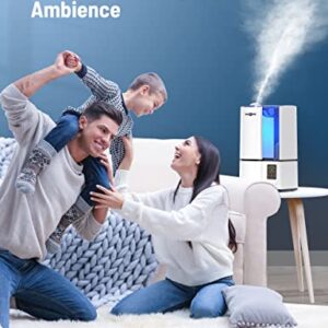 Humidifiers for Bedroom, Upgrade 4L Cool Mist Humidifiers with Humidistat, PARIS RHÔNE Smart Vaporizer humidifier for Home Large Room, LED Display, Quiet Operation, Sleep Mode, 24H Timer, Night Light