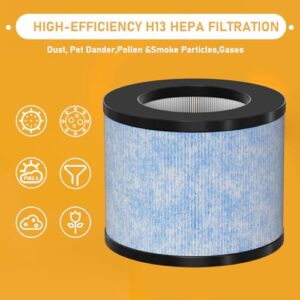 Allisfresh C102 MA-01CW True HEPA Replacement Filter Compatible with Miko Ibuki C102 Air Cleaner Purifier and Okaysou AirMic4S, True HEPA Filter Set, 2 Pack