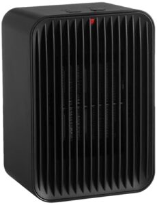 amazon basics ceramic space heater, electric heater for indoor use with 3 heat settings, temperature control, lightweight (1.7 lbs), 520w, 5.1"l x 3.5"w x 7"h