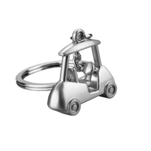 arfuka keychain golf cart pendant keyring unisex key organizer holder keyring birthday christmas wedding valentine's day gift for men and women silver