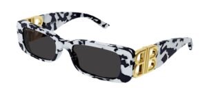 balenciaga women's dynasty sunglasses, shiny black and white havana, one size