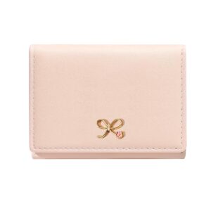 sunwel fashion girls cute wallet coquette bow wallet small wallet slim credit card holder id window for women (pink)