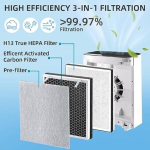 2 Pack Vital 100 Replacement Filter Compatible with LEV.OIT Vital 100, H13 True HEPA High-Efficiency Activated Carbon Vital 100 Filter,Part # Vital 100-RF