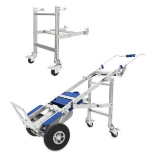 Powered Stair Climbing Foldable Hand Truck with Auto Edge Brake - 375LBS Capacity Multi-Purpose Aluminum Stair Climber Hand Truck Moving Dolly with Retractable 4th Wheel Attachment