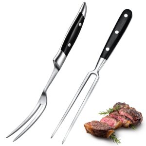 carving fork meat fork 2 pieces christmas stainless steel serving fork cooking fork with wood handle classic grill fork with abs handle xmas black kitchen forks barbecue bbq fork carving set, 12 inch