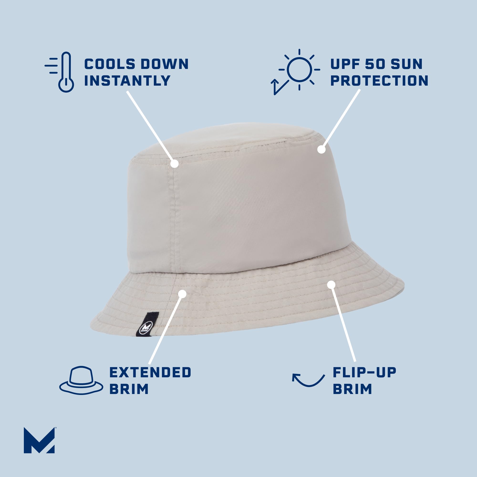 MISSION Cooling Bell Bucket Hat, Khaki - Unisex Hat for Men & Women - Lightweight, Foldable & Durable - Cools Up to 2 Hours - UPF 50 Sun Protection - Machine Washable