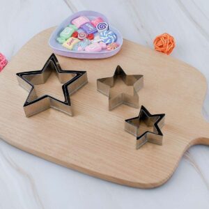 6 Pieces Star Cookie Cutters Set Stainless Steel Five-Pointed Star Cutter Star Shaped Cookie Cutter Biscuit Molds Fondant Cake Cheese Cutter Pastry Mold Bakeware Tools Christmas Gifts (Assorted Sizes)