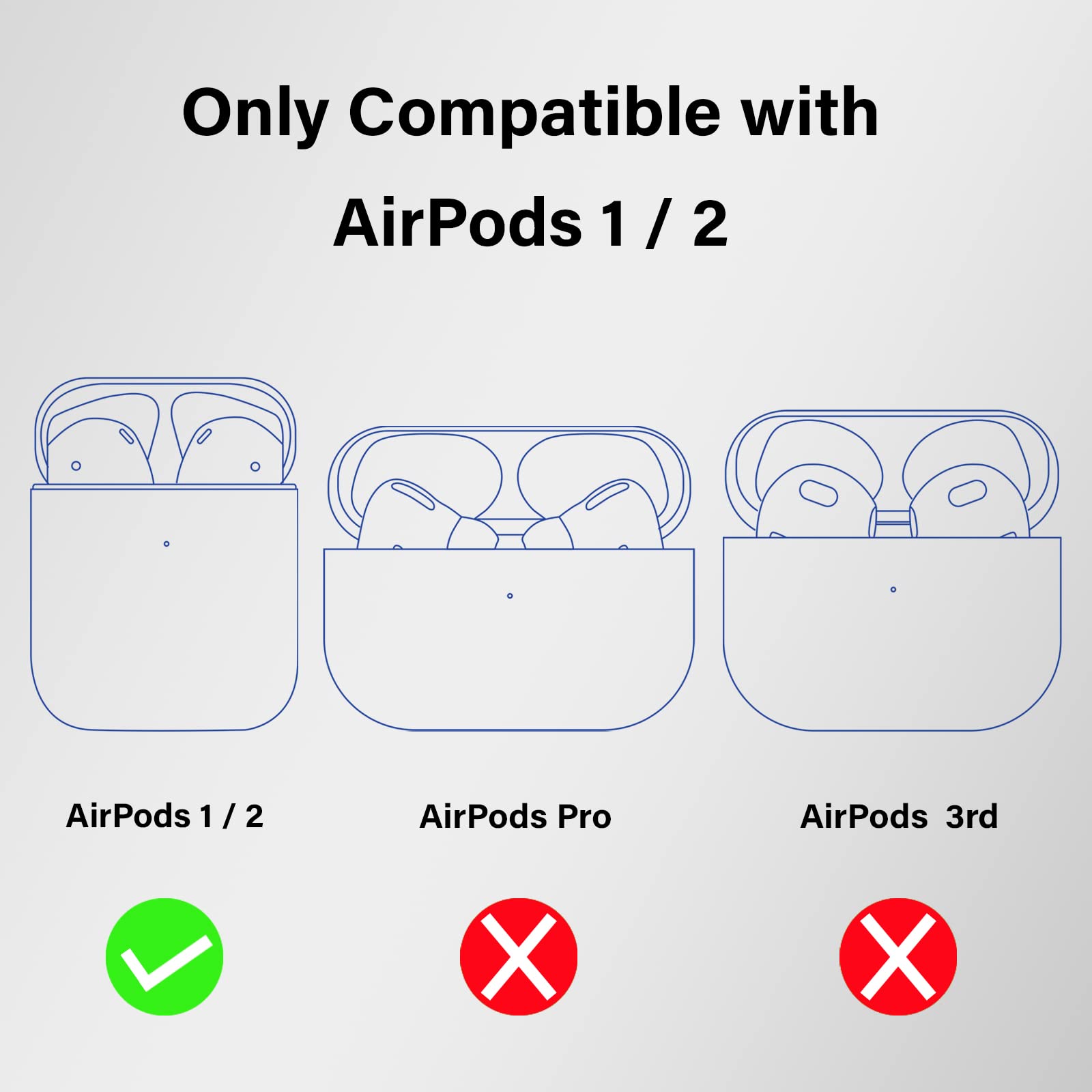 Wonhibo for Airpod Case, Cute Kawaii Cover for Airpods 1 and 2 Generation with Keychain (Strawberry)